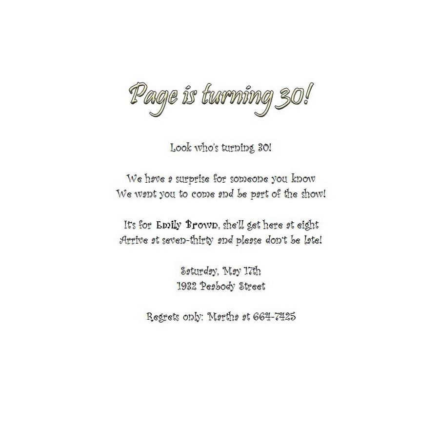 Surprise Birthday Party Invitations 5 Wording Free Word Templates